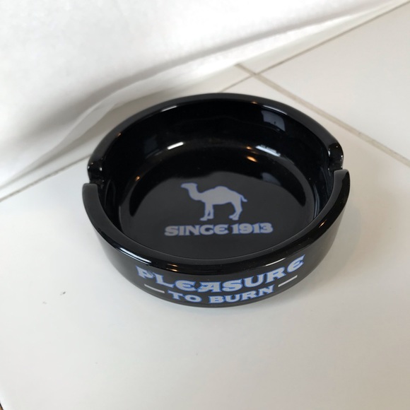 Other | Vintage Camel Ashtray Black Glass 45 Inches Tobacciana | Poshmark